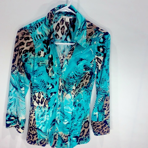 Cache | Tops | Cache Womens Button Up Collared Blouse | Poshmark